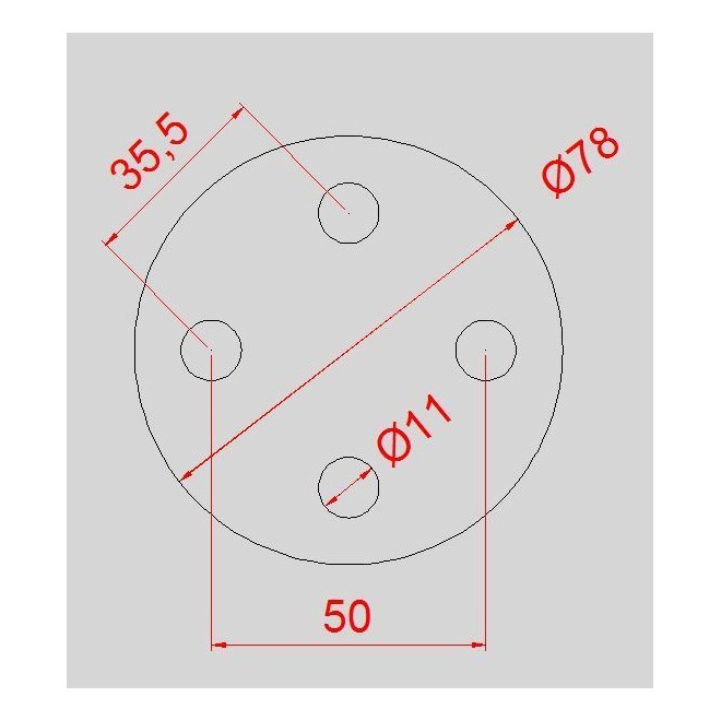 Platine ronde de fixation Ø78 ou Ø98 mm – acier à souder 4 trous