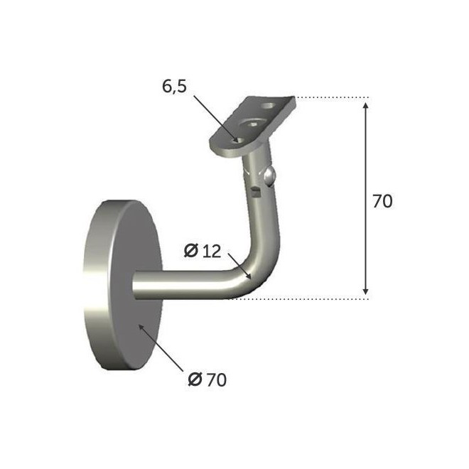 Support mural inox inclinable Ø42,4 mm avec cache vis – AISI 304/316