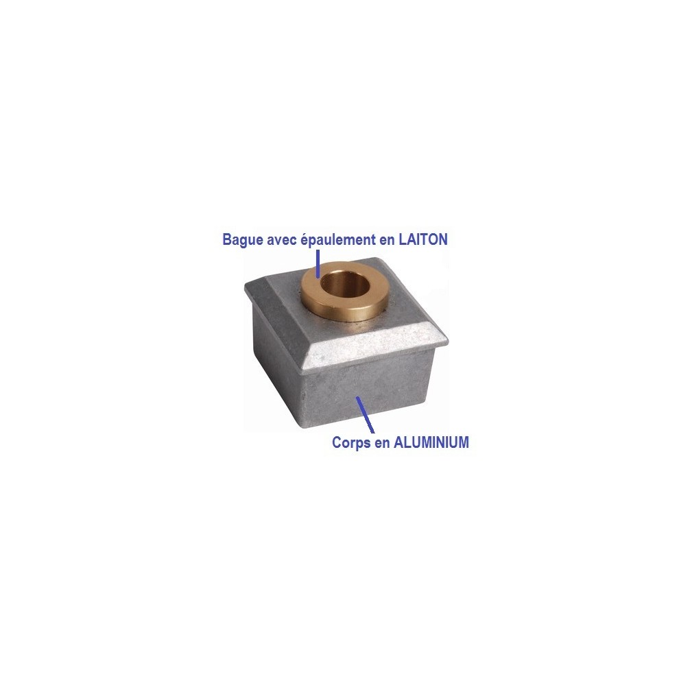 Embout alu-laiton pour pivot- axe Ø12 mm-tube 40x40mm