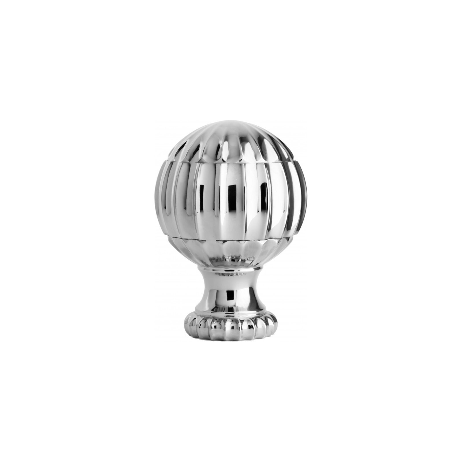 Boule sphérique cannelée inox – Chrome & Nickel, Ø110 mm, tige M10