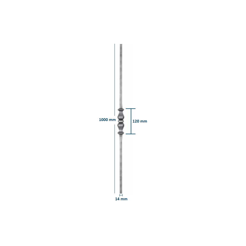Barreau acier forgé grenaillé 1000 mm – carré 14 mm