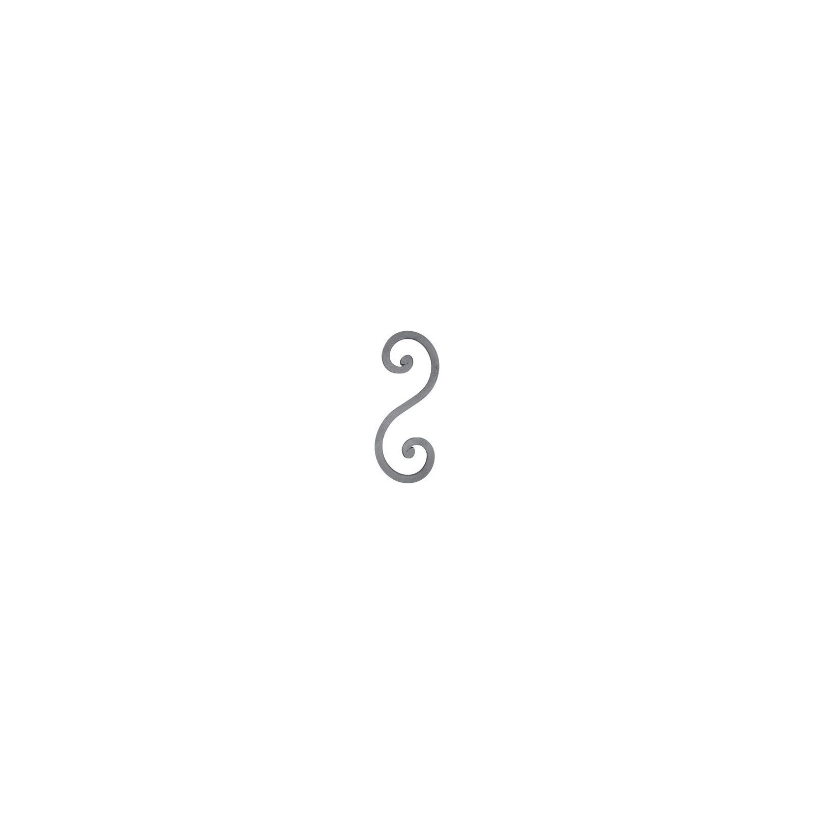 Volute en S acier grenaillé – carré de 16 mm, 325 x 120 mm, à noyaux