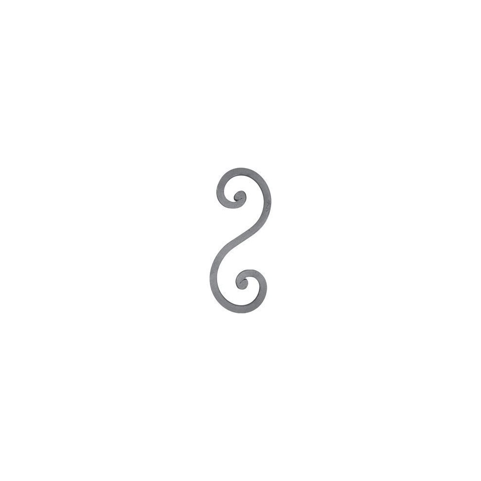 Volute en S acier grenaillé – carré de 16 mm, 325 x 120 mm, à noyaux