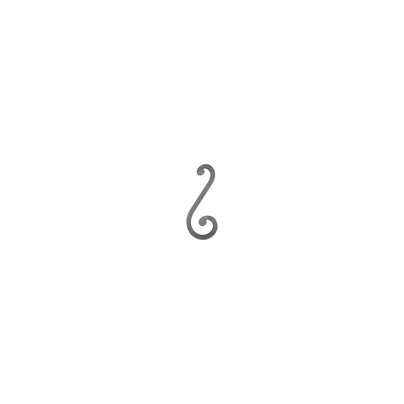 Volute en S acier grenaillé – 270 x 110 mm, carré de 16, à noyaux