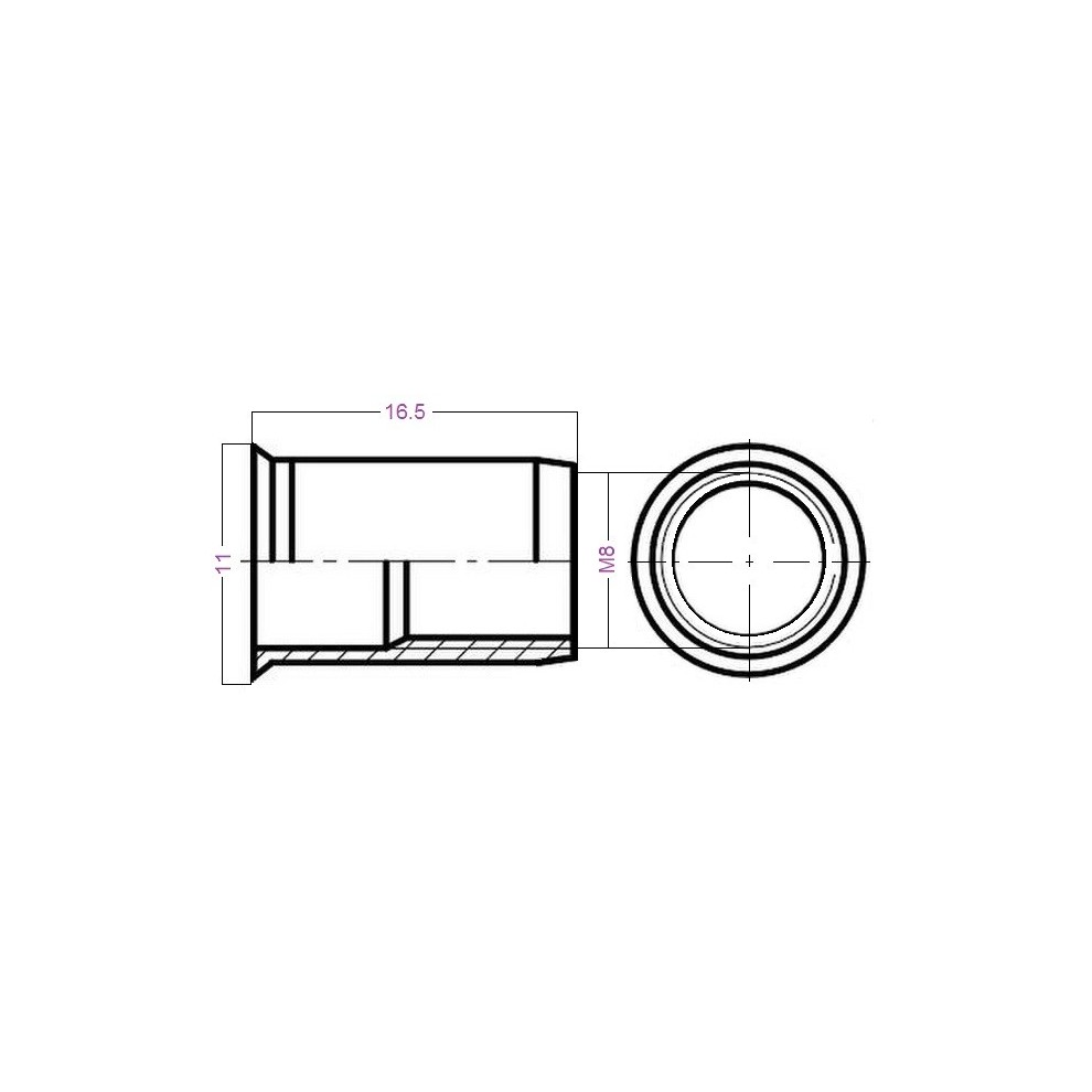 Inserts filetés aluminium M6 ou M8 – Lot de 10 pièces