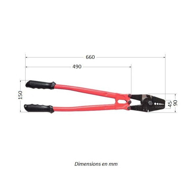 Pince à sertir manchon cuivre pour câble inox Ø1 à Ø5 mm