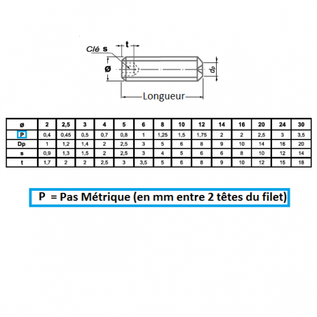 VIS SANS TÊTE HC 45 ACIER BRUT CUVETTE DIN 916 ISO 4029 - www.esse.fr