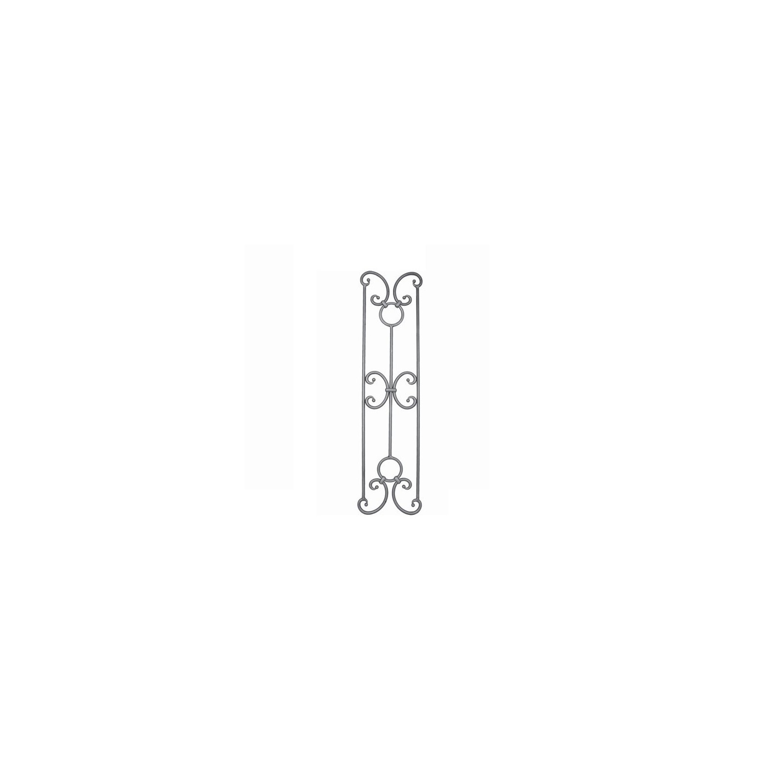 Panneau acier forgé grenaillé – 950x250 mm – rond Ø12 mm