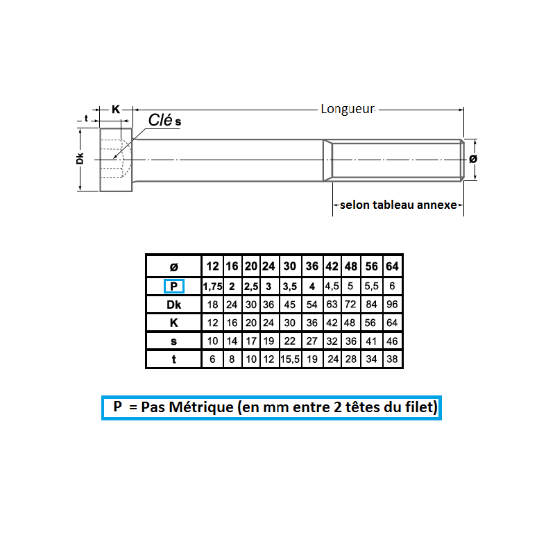 VIS CHC GRANDES LONGUEURS DIN 912 ISO 4762 BRUT 12.9 - www.esse.fr