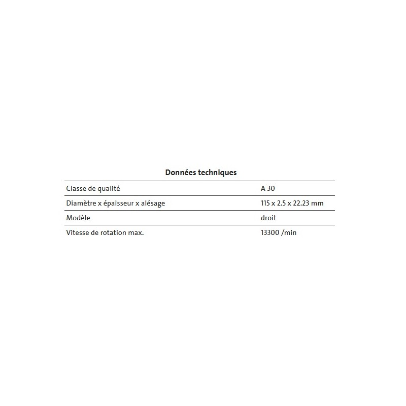 Disque acier Novoflex 115 x 2,5 x 22,23 TF41 – métal