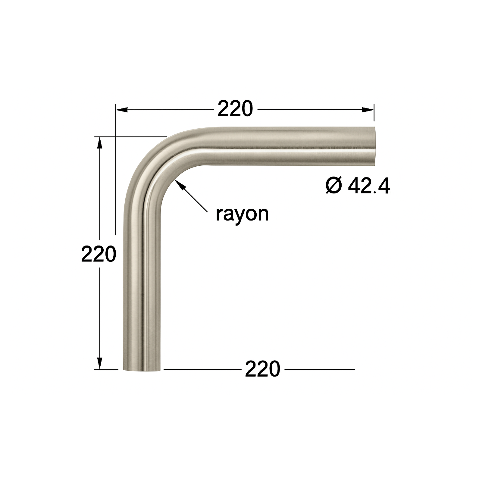 Raccord tube inox 90° Ø42.4 mm – Inox 316 – Résiste corrosion